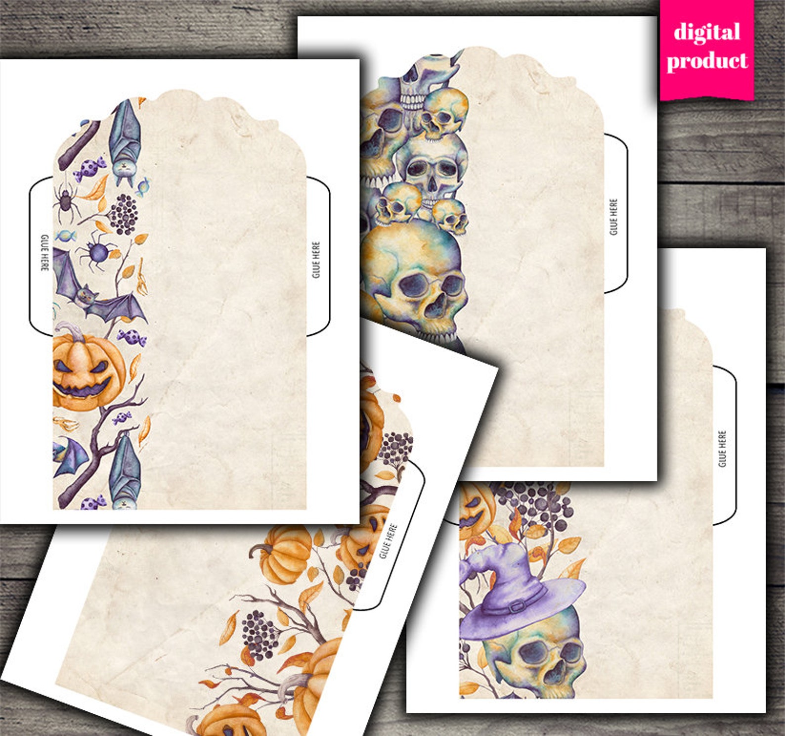DIGITAL Halloween Printable Envelopes Halloween Graphics - Etsy