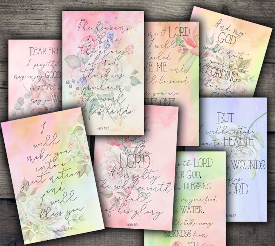 DIGITAL Watercolor Bible Verses Scripture Cards Printable - Digital ...