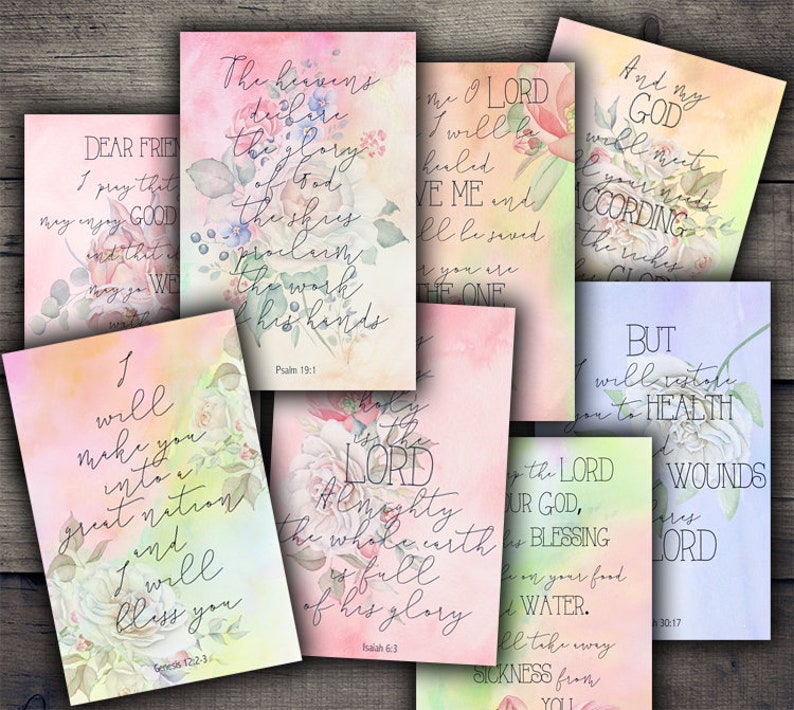 DIGITAL Watercolor Bible Verses Scripture Cards Printable - Etsy