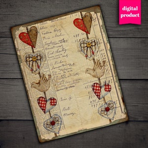 DIGITAL Vintage Valentines Junk Journal Ephemera - Printable Valentines ...