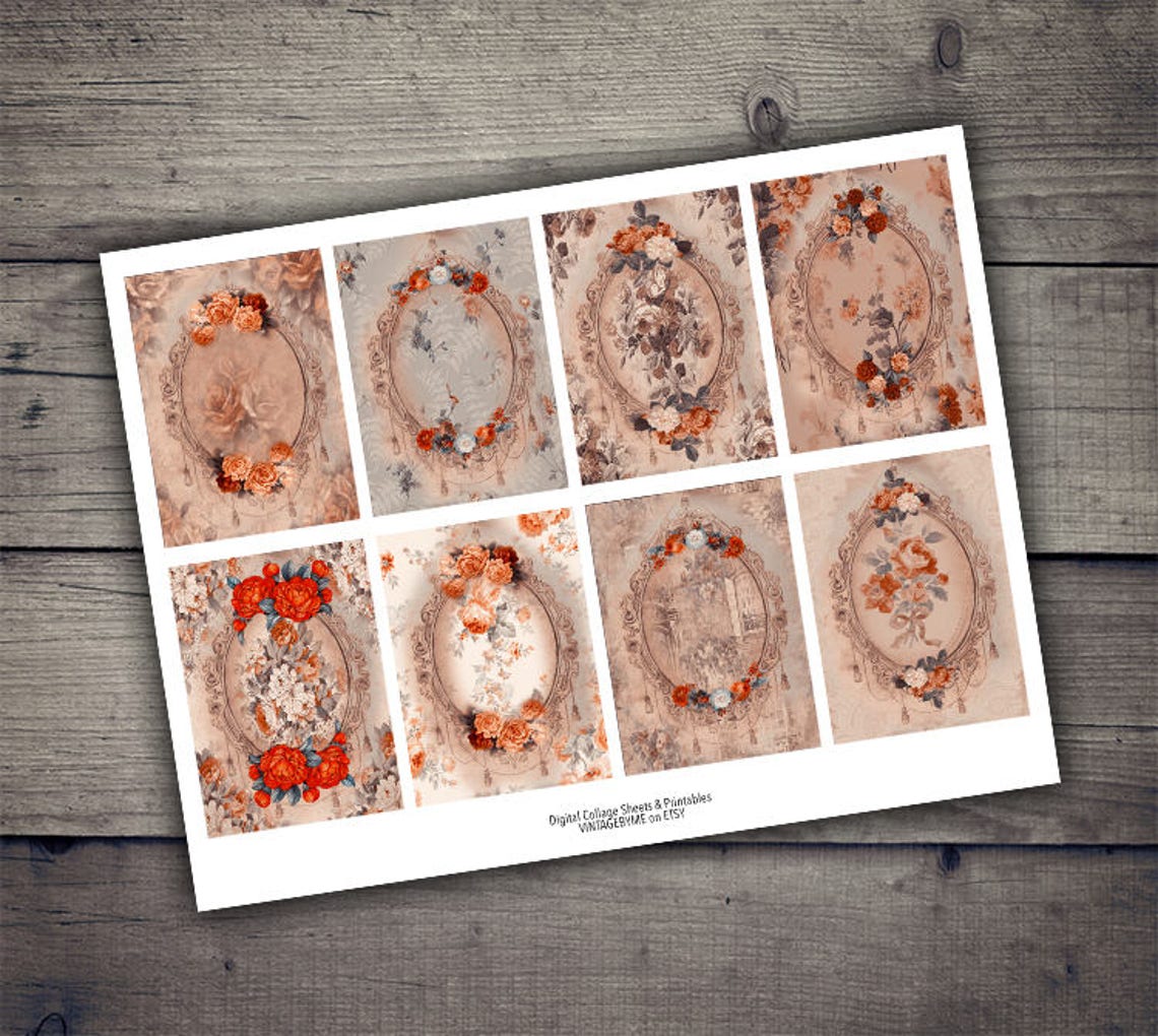 DIGITAL Vintage Rose Cards - Digital Collage Sheet Download - Etsy