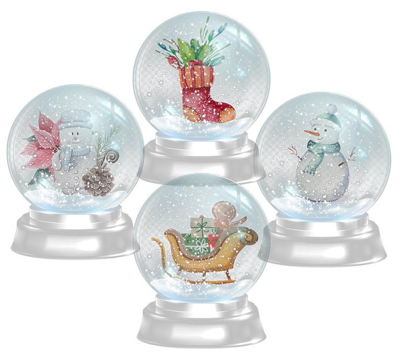 DIGITAL Christmas Snow Globes Digital Collage Sheet | Etsy