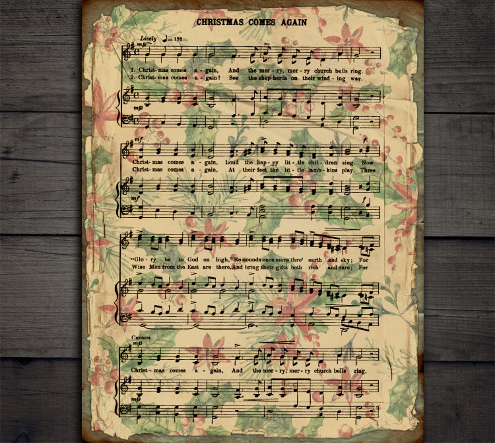 DIGITAL Vintage Christmas Music Sheets Digital Vintage - Etsy