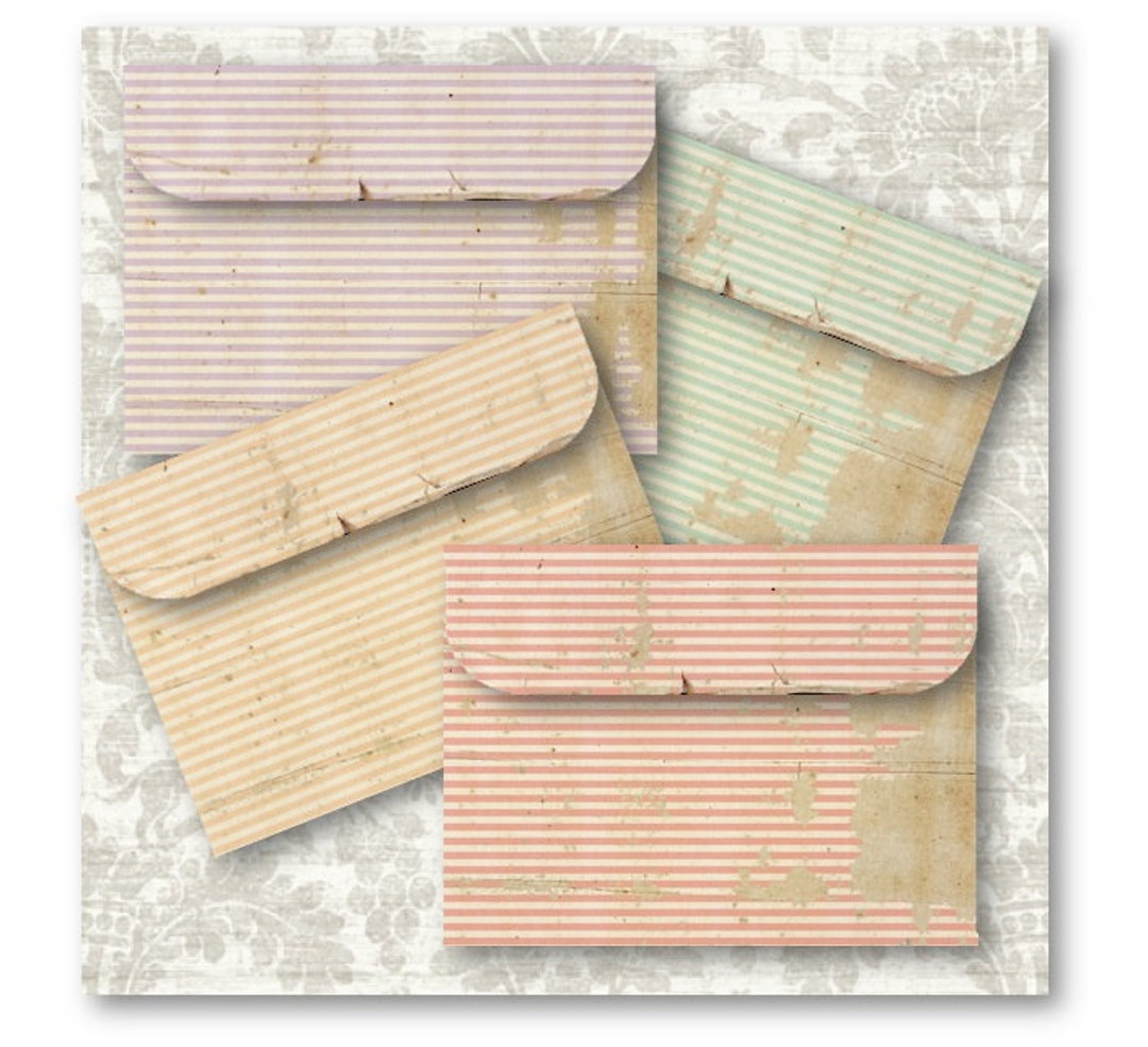 DIGITAL Shabby Stripe Envelopes - Digital Collage Sheet Download -350 ...