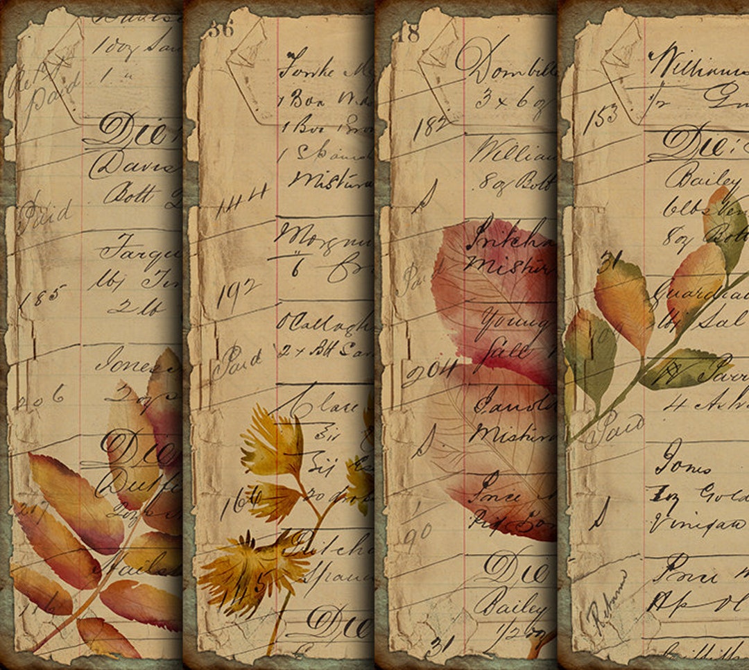 DIGITAL Vintage Fall Botanical Junk Journal Ephemera - Digital Paper ...