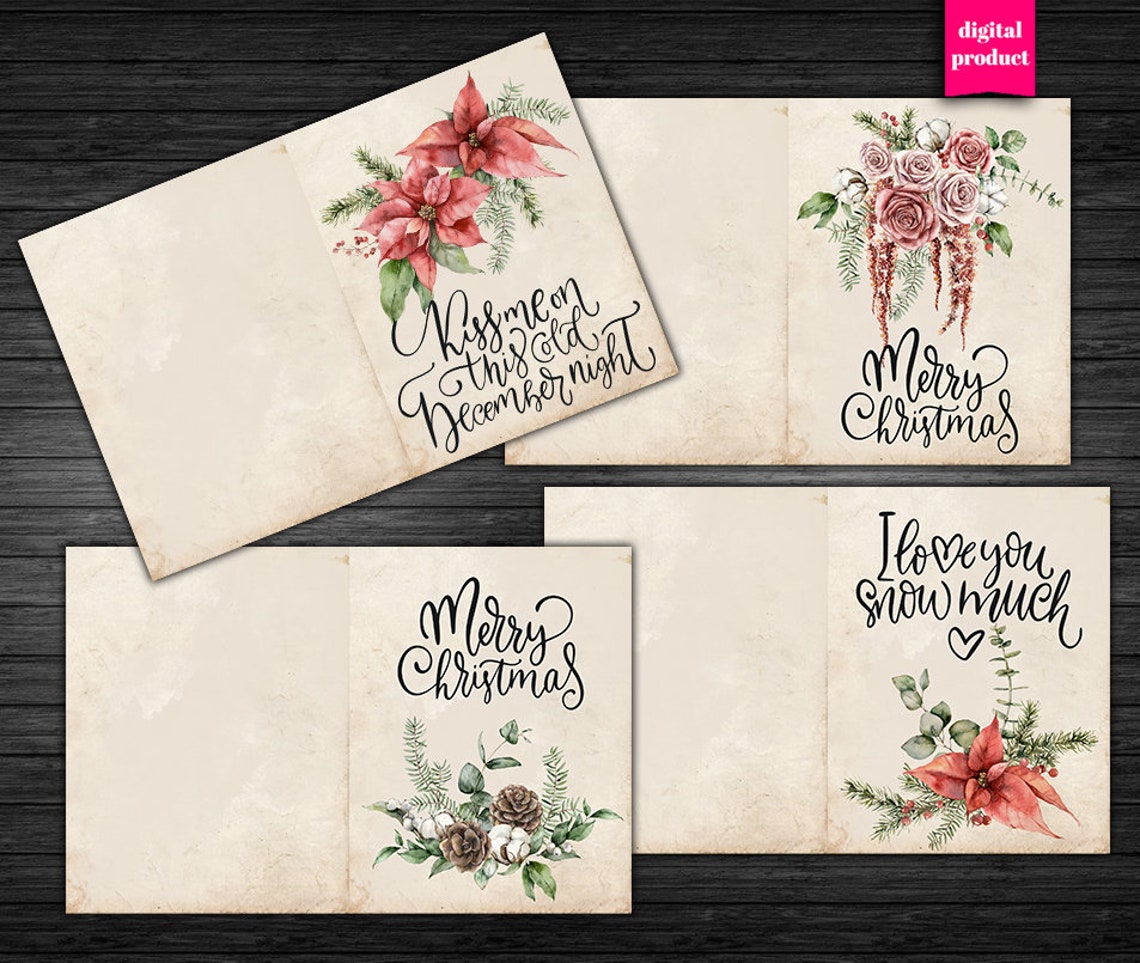 DIGITAL Christmas Cards Printable Christmas Cards Download | Etsy