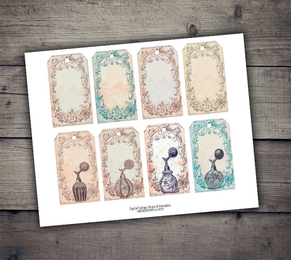 DIGITAL Antique Perfume Bottle Gift Tags Digital Collage - Etsy