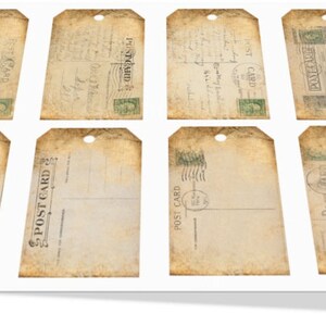 DIGITAL Vintage Postcard Tags Digital Collage Sheet Download - 1061 ...
