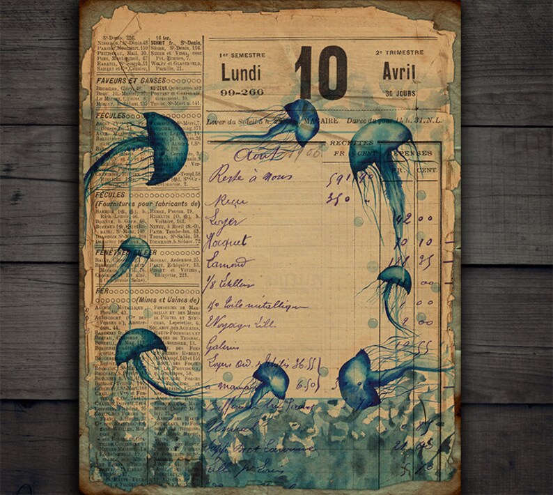 DIGITAL Vintage Sea Creatures Digital Papers Printable Junk - Etsy