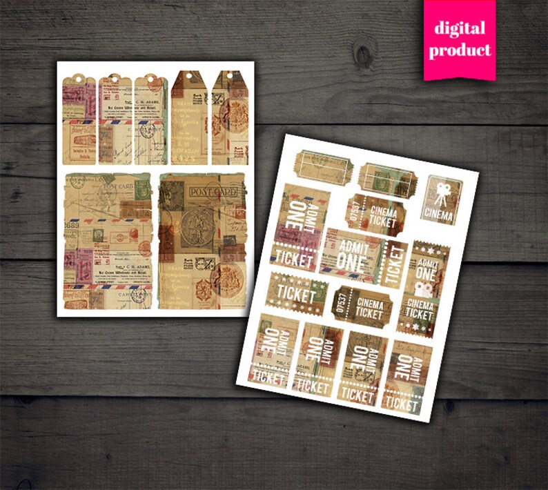 DIGITAL Vintage Postal Junk Journal Kit Download - Printable Grunge ...