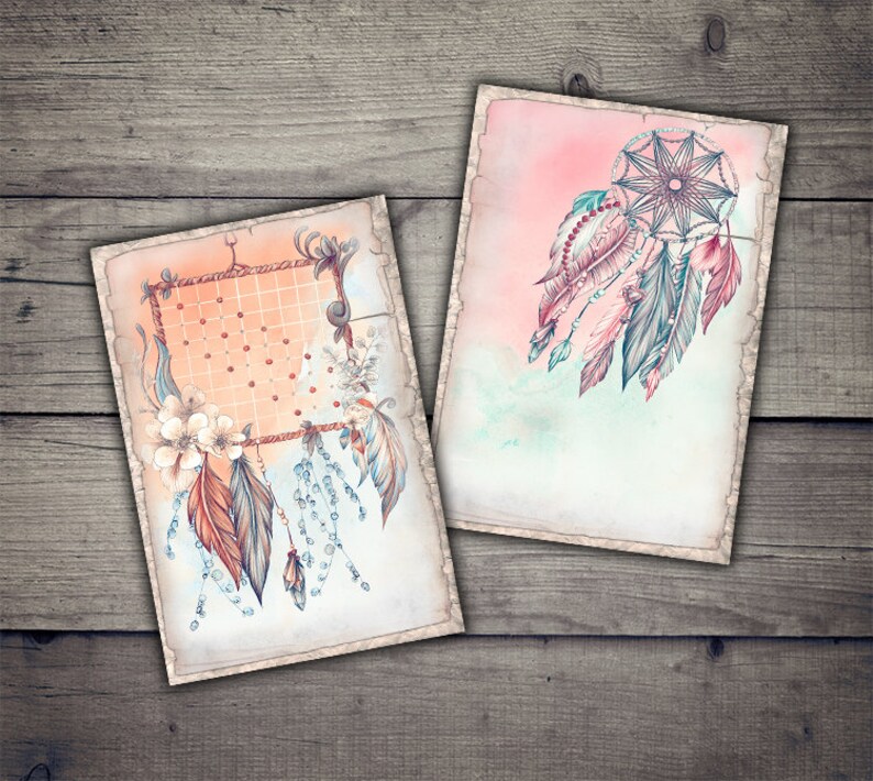 DIGITAL Boho Dreamcatcher Digital Papers Digital Collage - Etsy