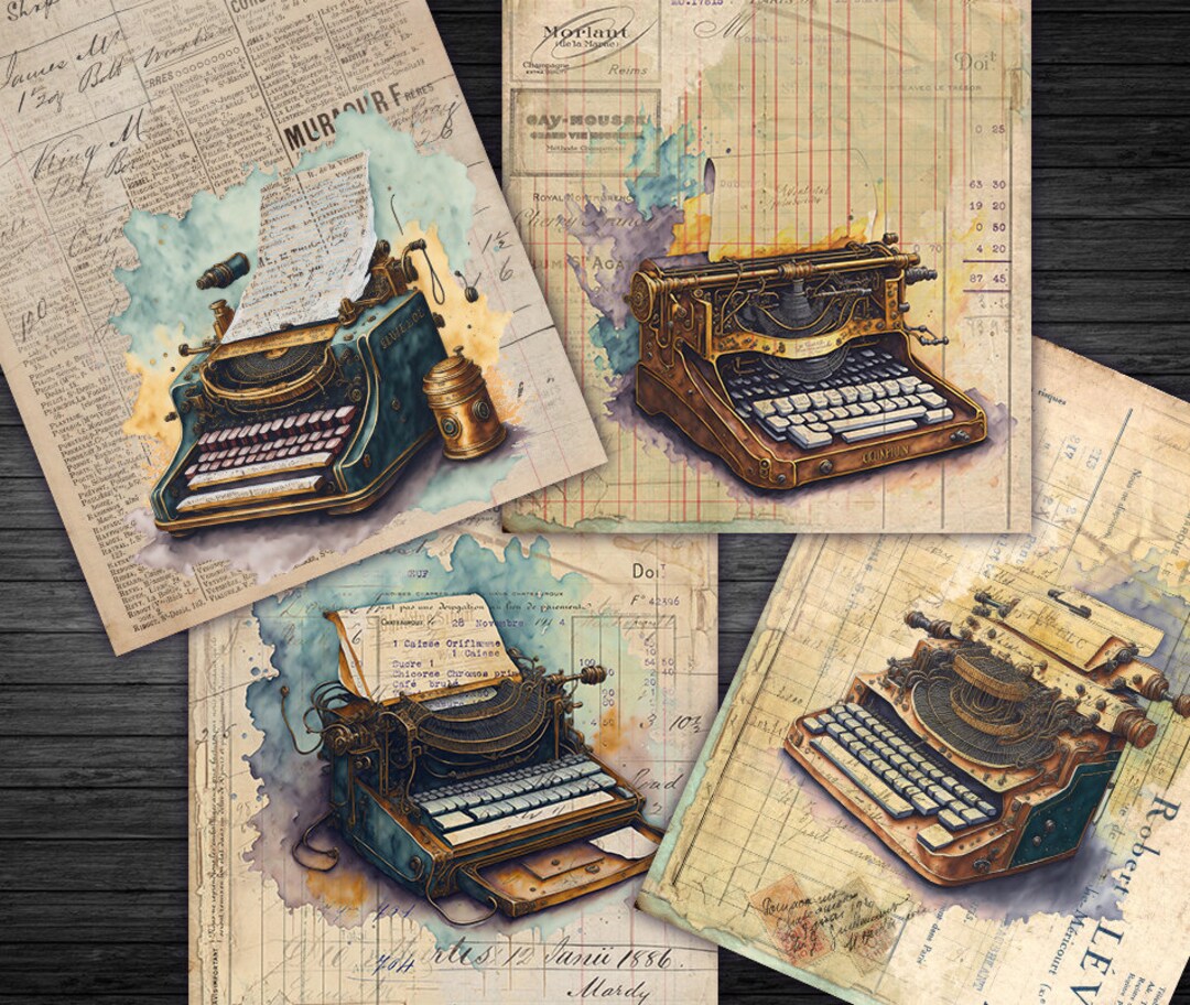 DIGITAL Vintage Typewritter Ephemera, Digital Vintage Paper Download ...