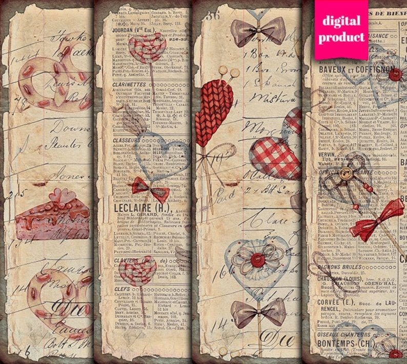 DIGITAL Vintage Valentines Junk Journal Ephemera - Printable Valentines ...