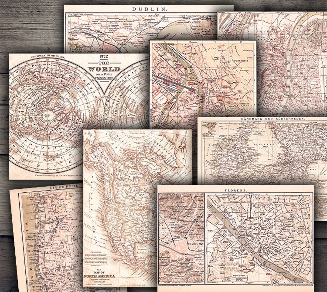 Old World City Maps: Digital Collage Sheet (digital Download) - VBM28 ...