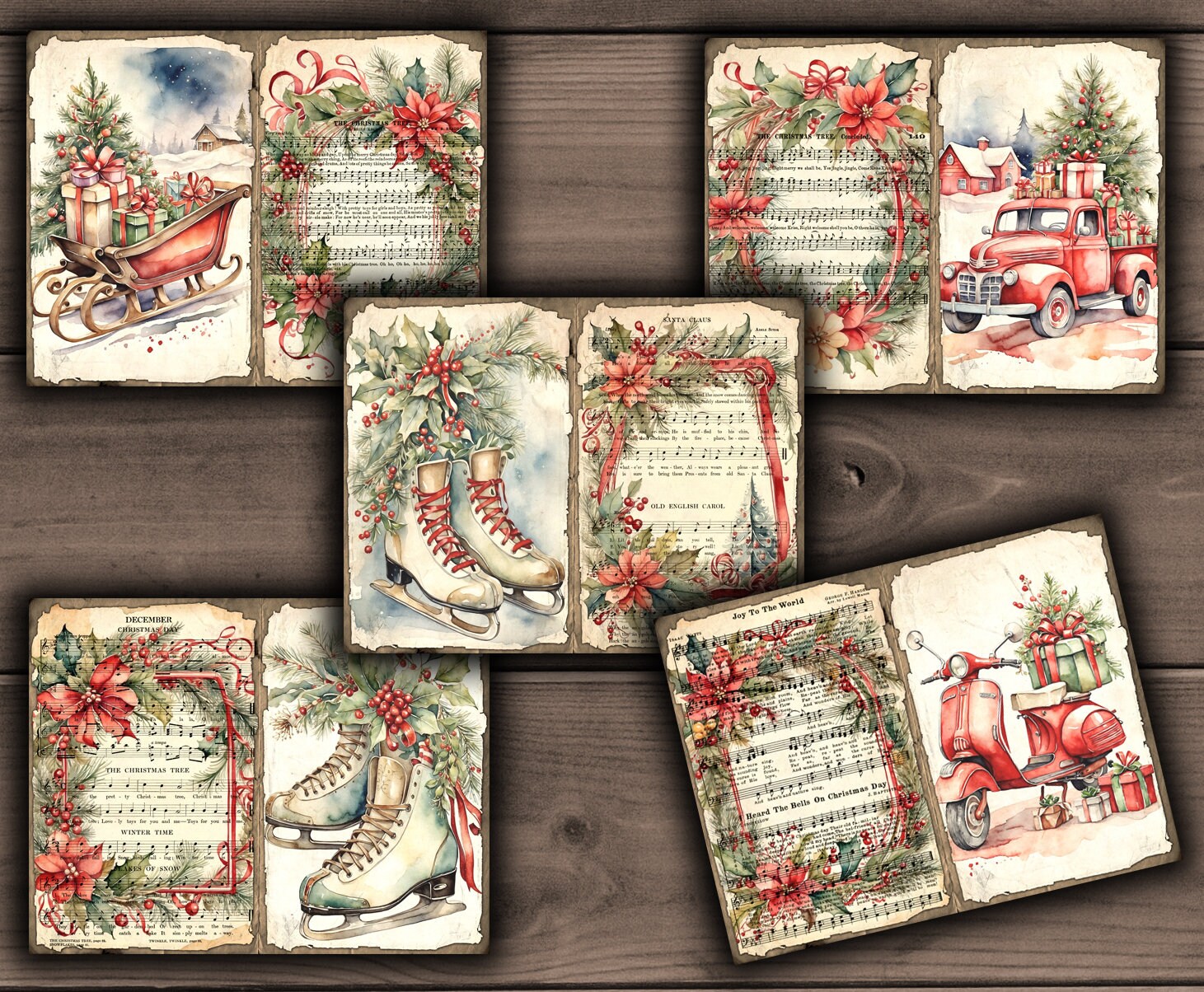 Victorian Christmas Music Sheet Ephemera: Junk Journal Printable ...