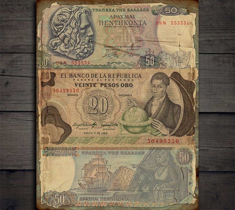 DIGITAL Vintage Money - Antique Banknotes - Printable Junk Journal ...
