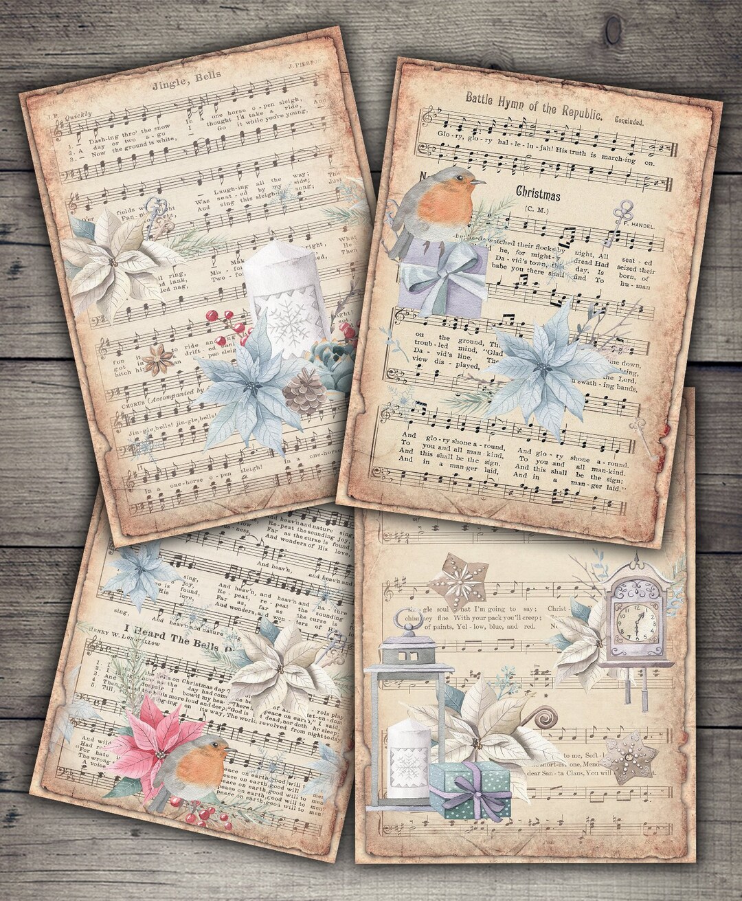 DIGITAL Christmas Music Sheets - Digital Collage Sheet Download - Etsy