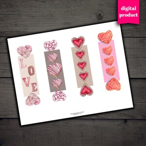 DIGITAL Valentine's Bookmarks - Printable Valentines Collage Sheet ...