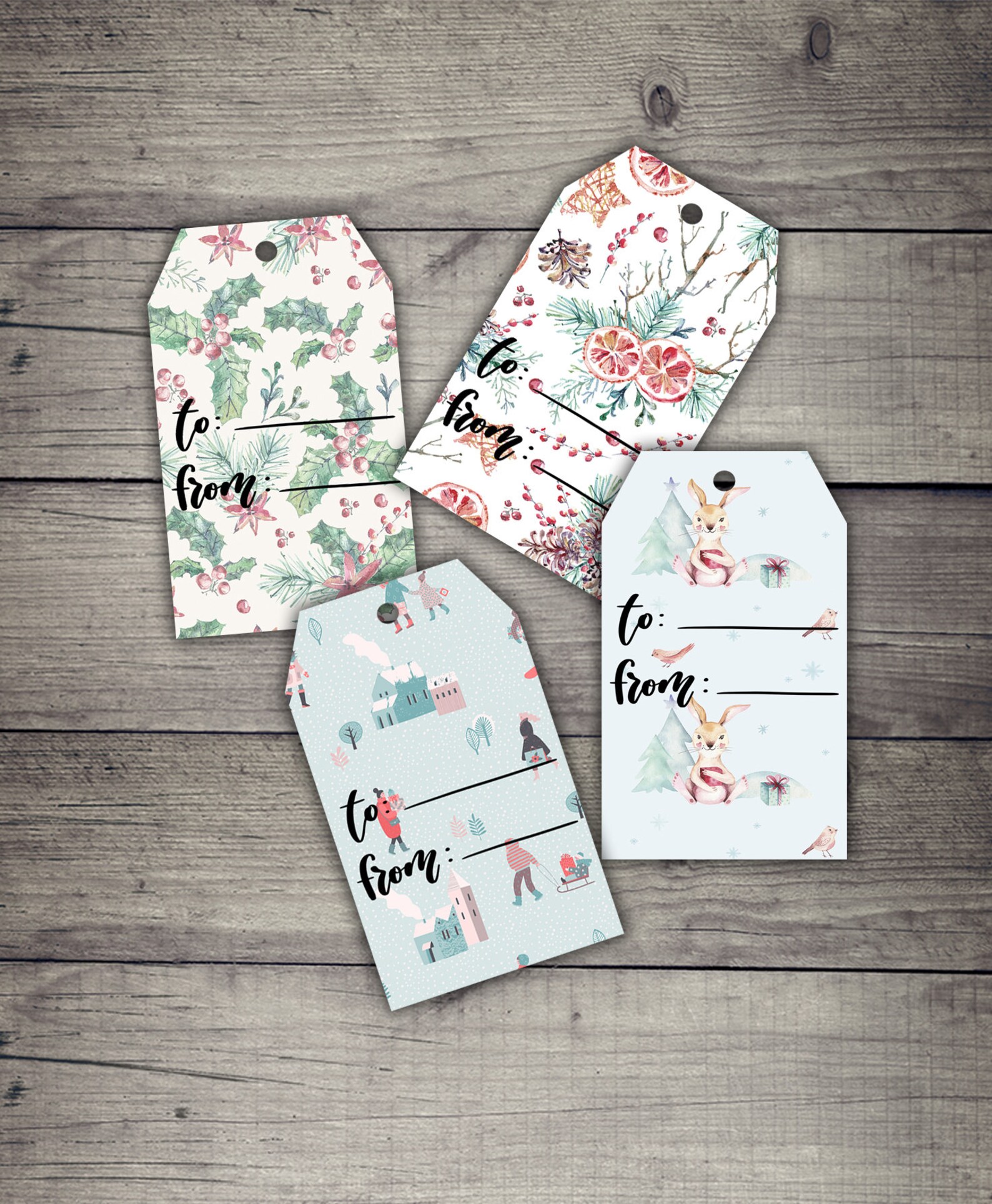 DIGITAL Printable Christmas Gift Tags Digital Collage Sheet | Etsy