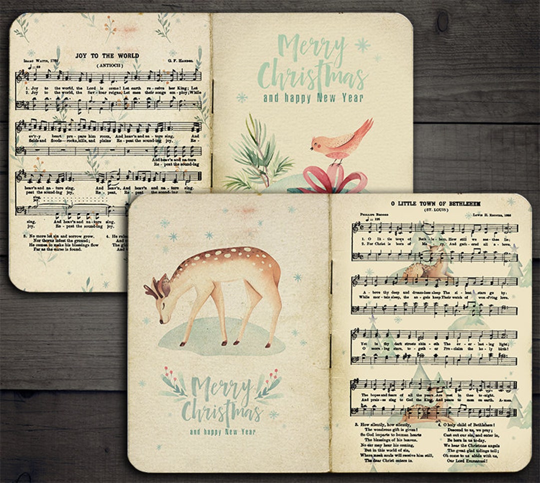 DIGITAL Christmas Junk Journal Printable Pages - Christmas Music Sheets ...