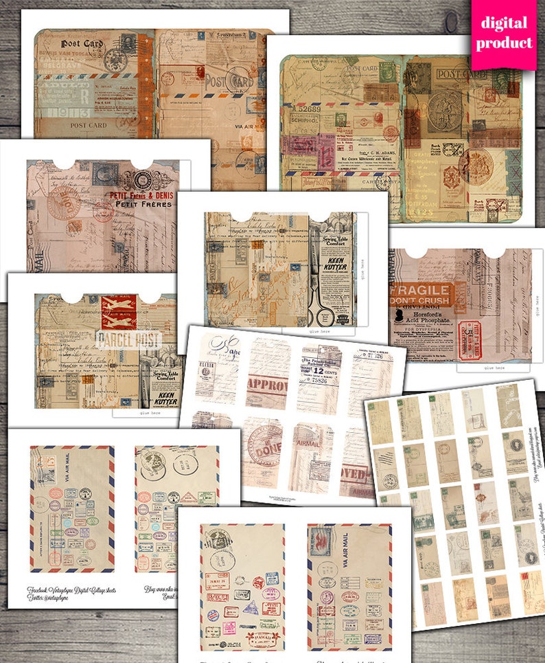 Printable Postal Ephemera: Junk Journal Kit (digital Download) - Etsy