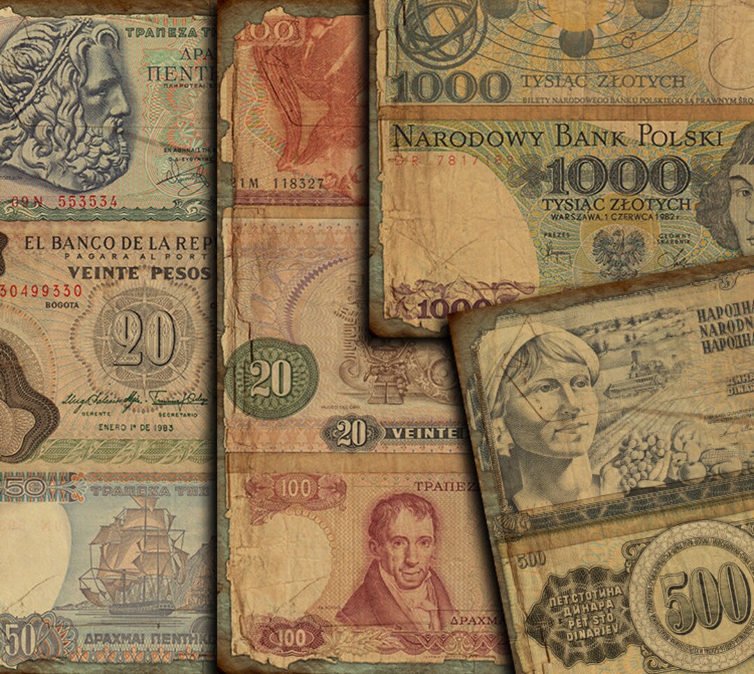 DIGITAL Vintage Money - Antique Banknotes - Printable Junk Journal ...