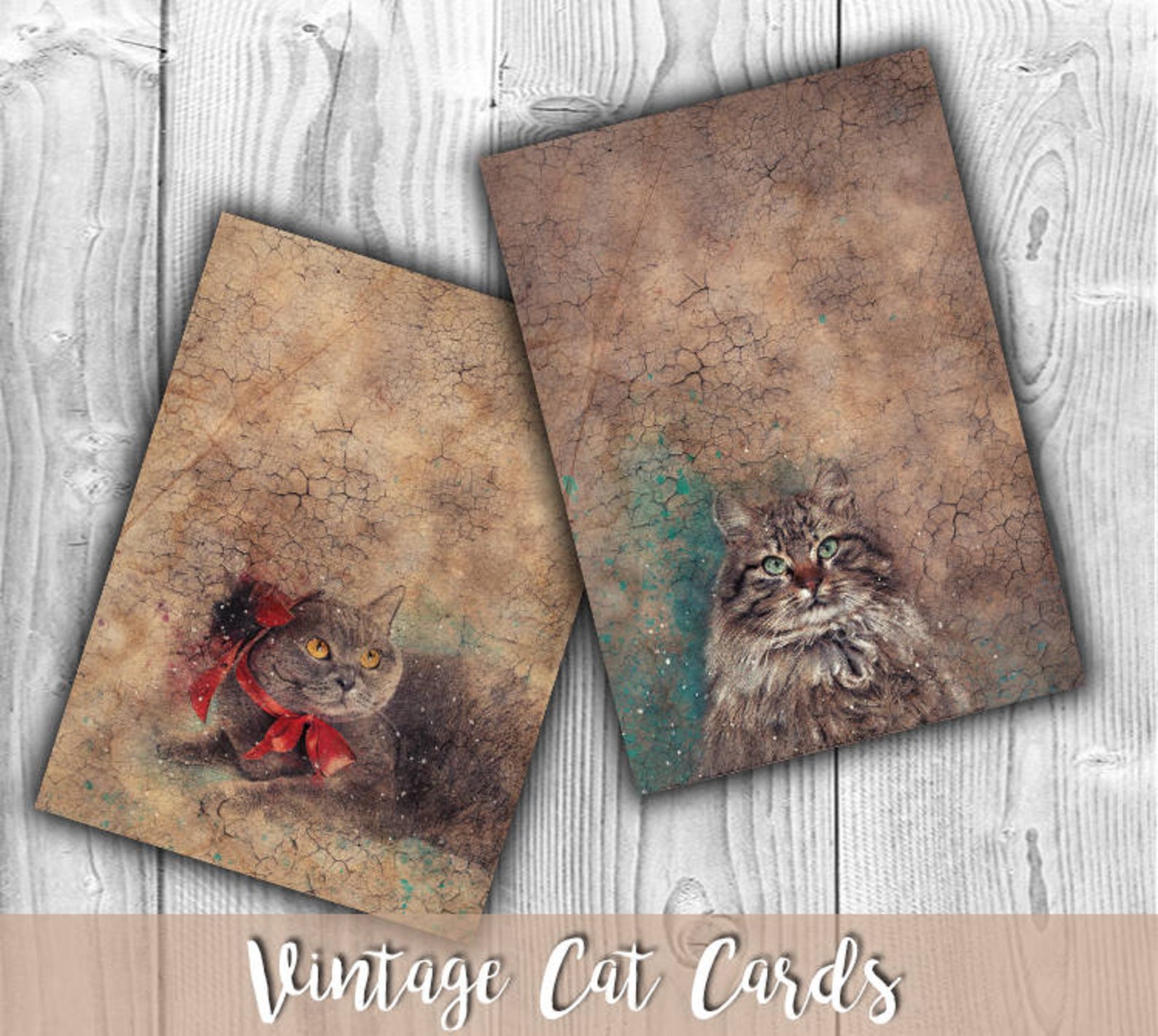 DIGITAL Vintage Cats Digital Collage Sheet Digital Paper | Etsy