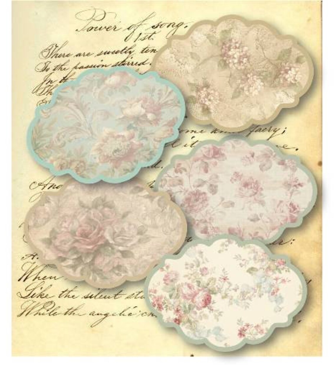 DIGITAL Vintage Floral Labels Digital Collage Sheet Download - Etsy