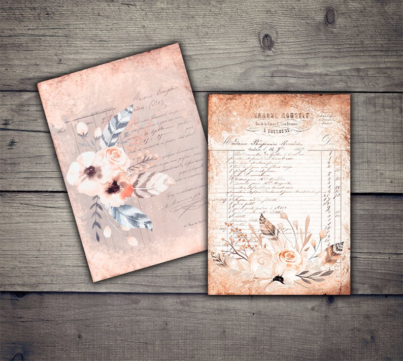DIGITAL Pastel Boho Floral Ephemera Printables Digital Paper | Etsy