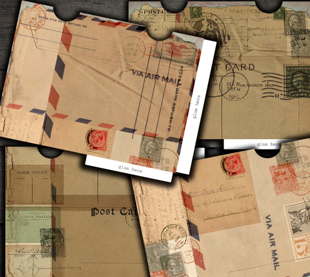 DIGITAL Vintage Postal Ephemera Envelopes - Digital Collage Sheet ...