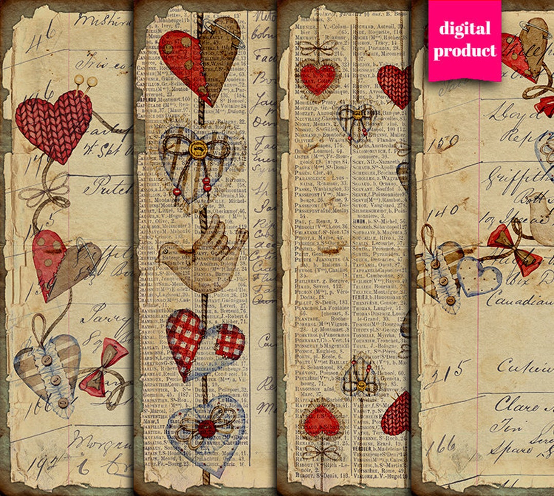 DIGITAL Vintage Valentines Junk Journal Ephemera - Printable Valentines ...