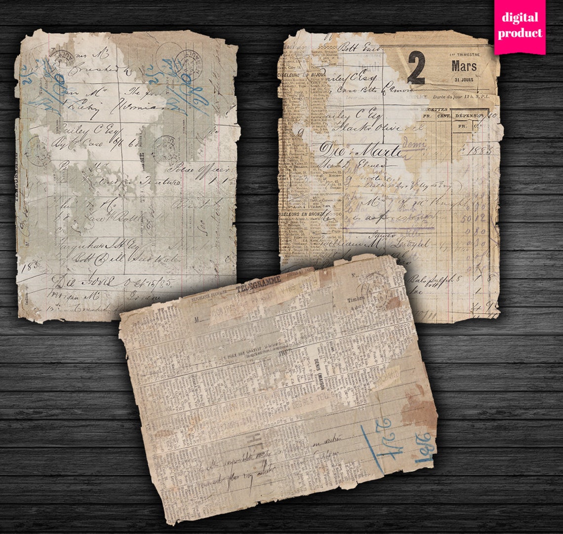 DIGITAL Grunge Ephemera for Junk Journals DIGITAL Vintage | Etsy