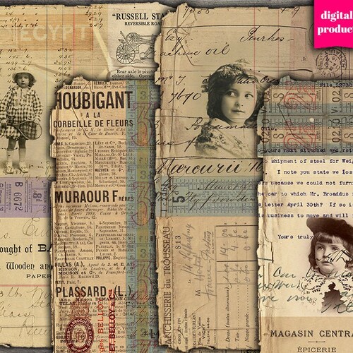 DIGITAL Vintage Grunge Ephemera Printable Grunge Ephemera - Etsy