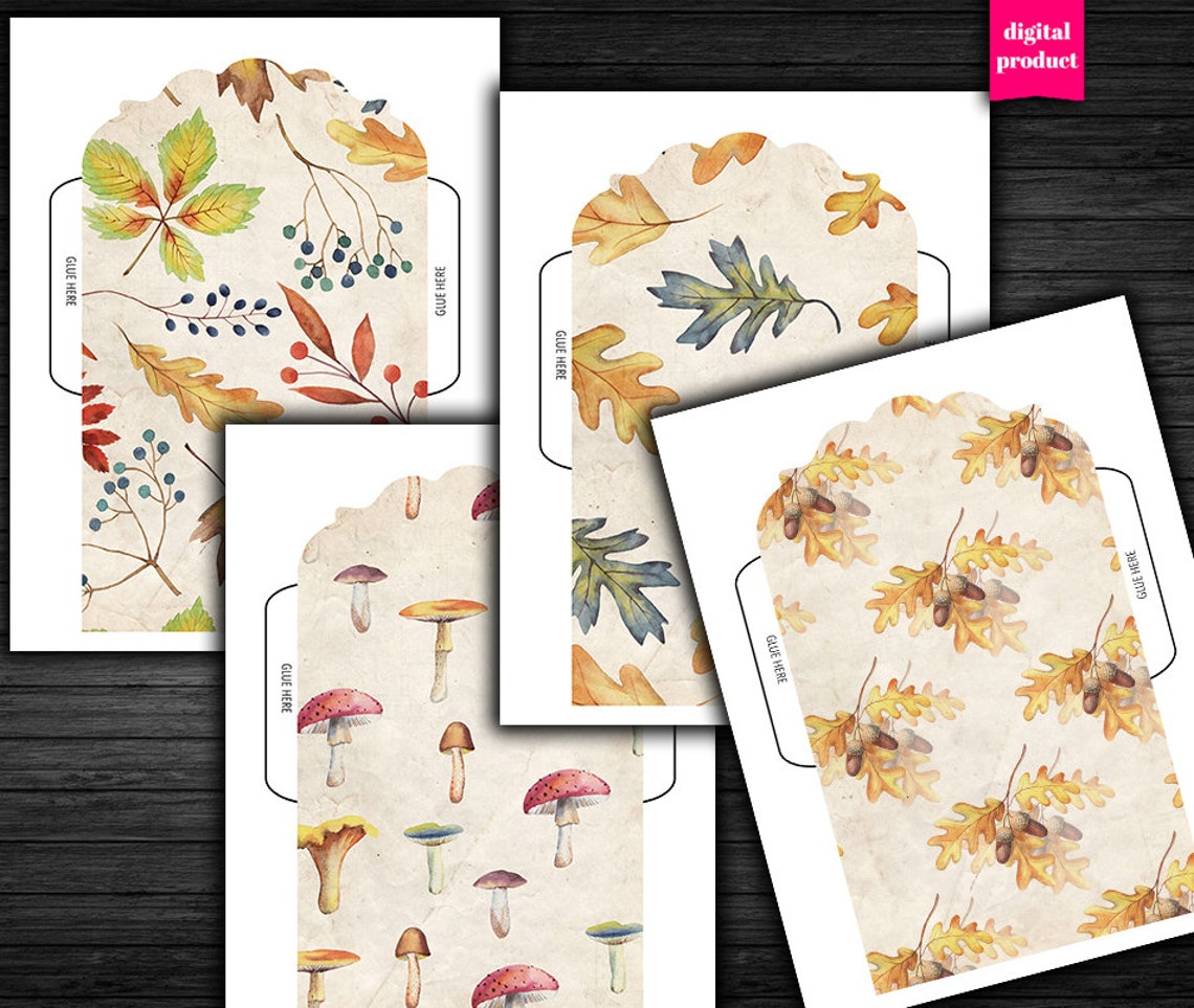 DIGITAL Vintage Fall Envelopes Printable Autumn Envelopes | Etsy