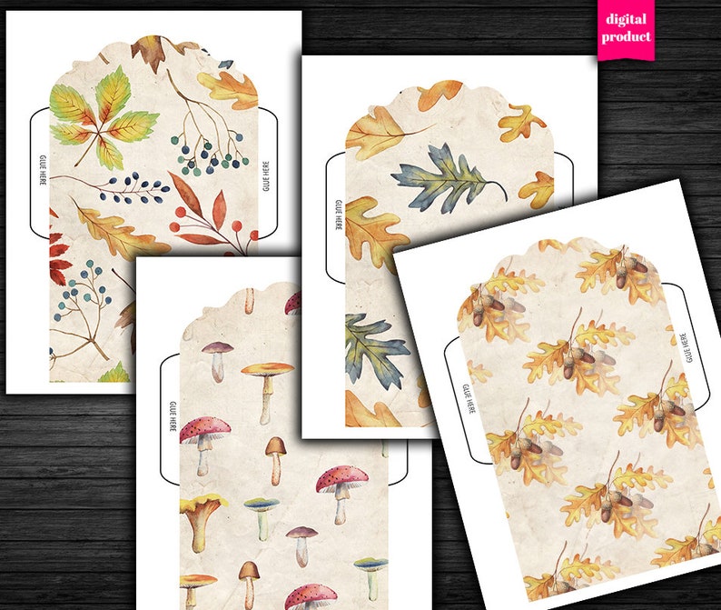 DIGITAL Vintage Fall Envelopes Printable Autumn Envelopes | Etsy
