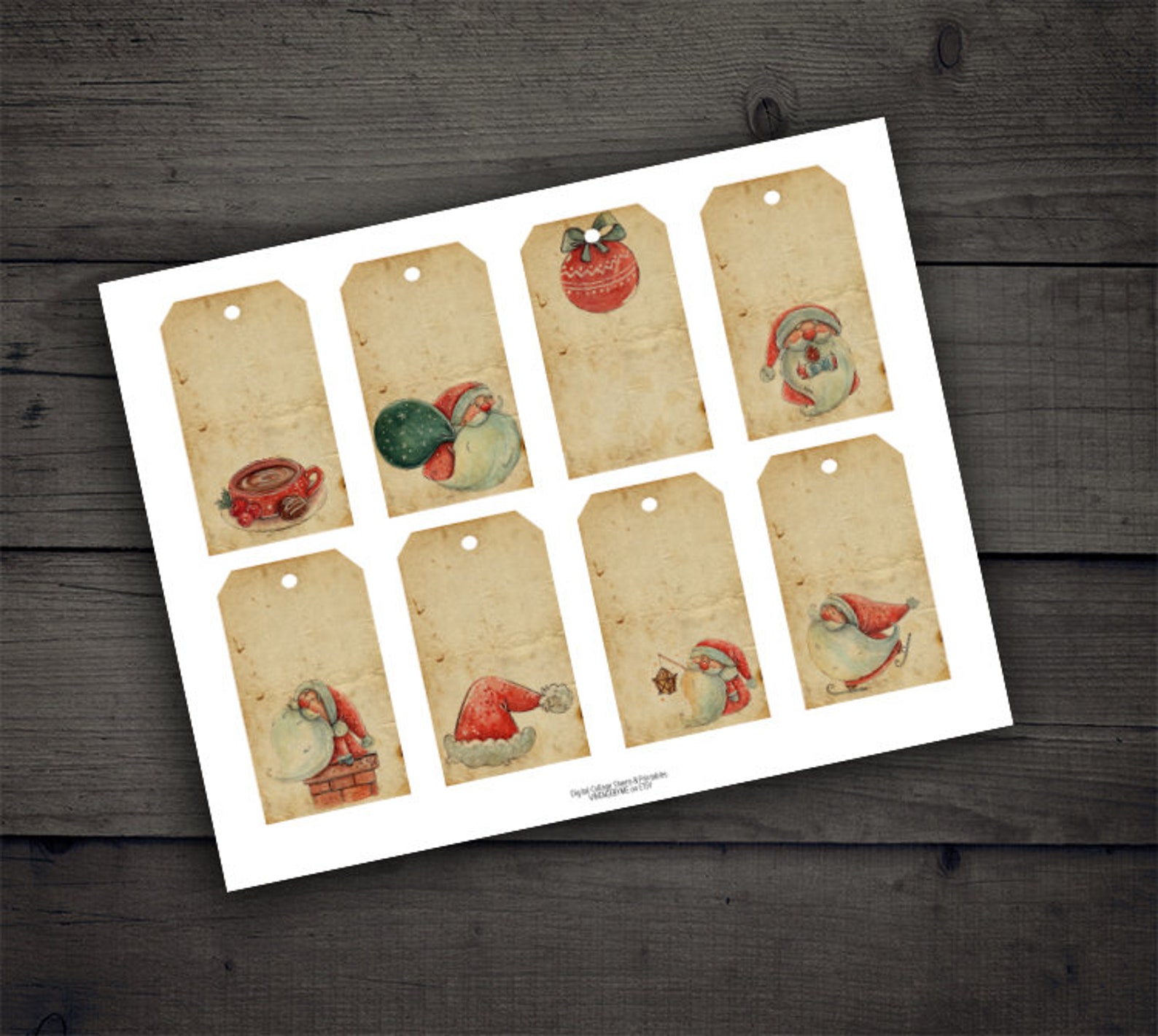 DIGITAL Printable Vintage Christmas Gift Tags Digital | Etsy