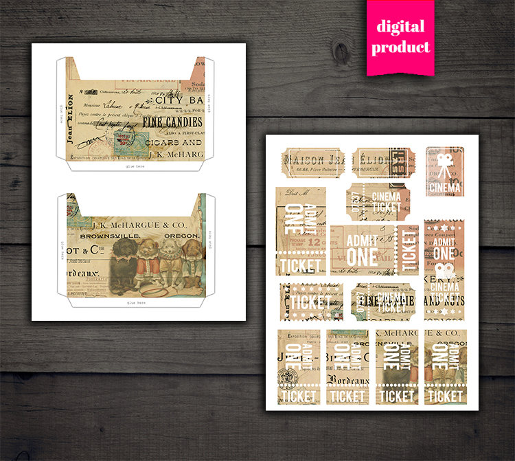 DIGITAL Vintage Junk Journal Kit Printable Grunge Ephemera | Etsy