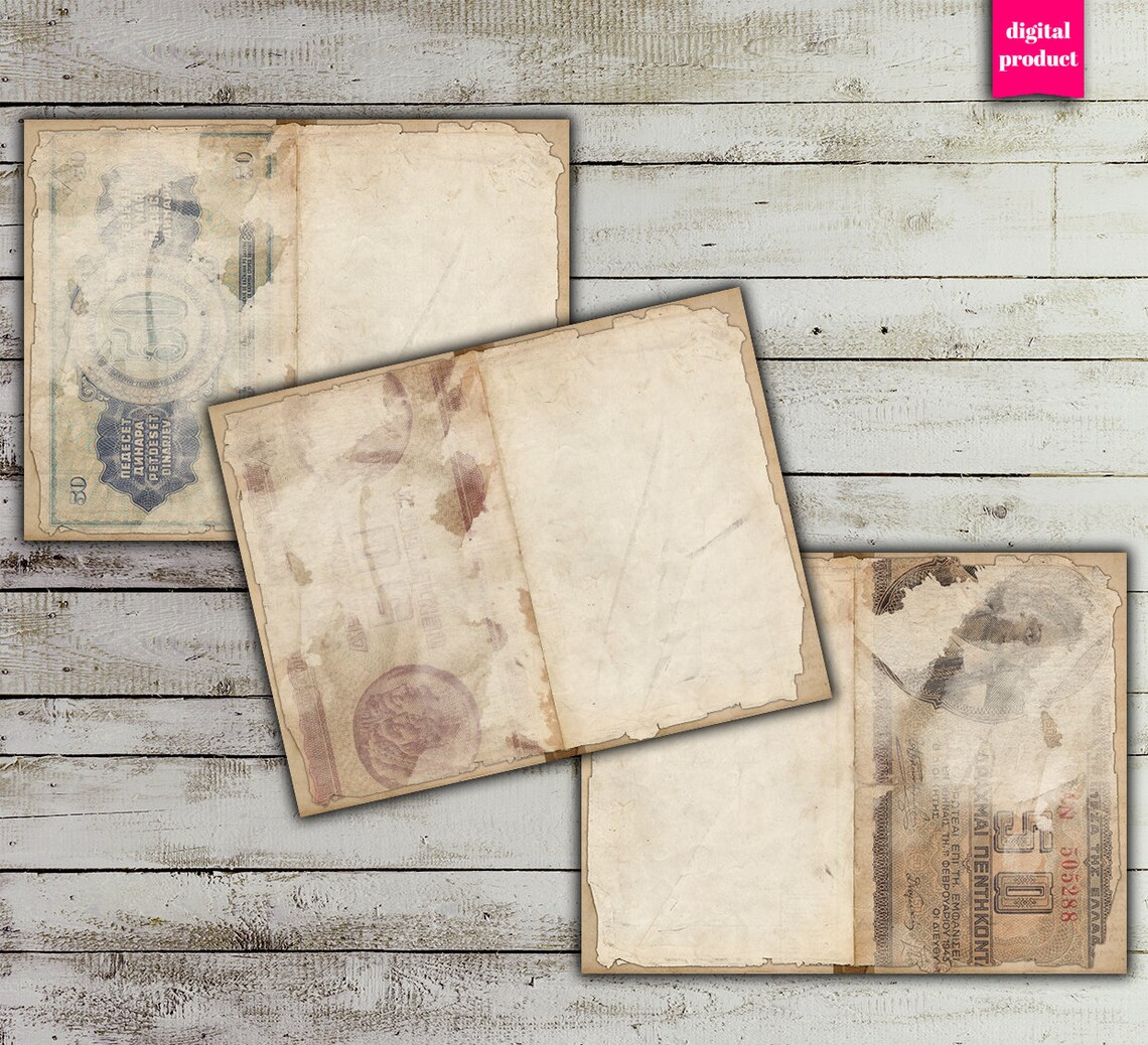 DIGITAL Grunge Old Bank Notes Antique Old Money Printable - Etsy