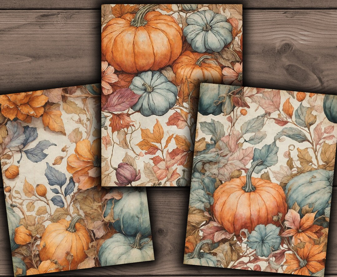 Vintage Fall Digital Papers, Digital Fall Pattern Papers, Vintage ...