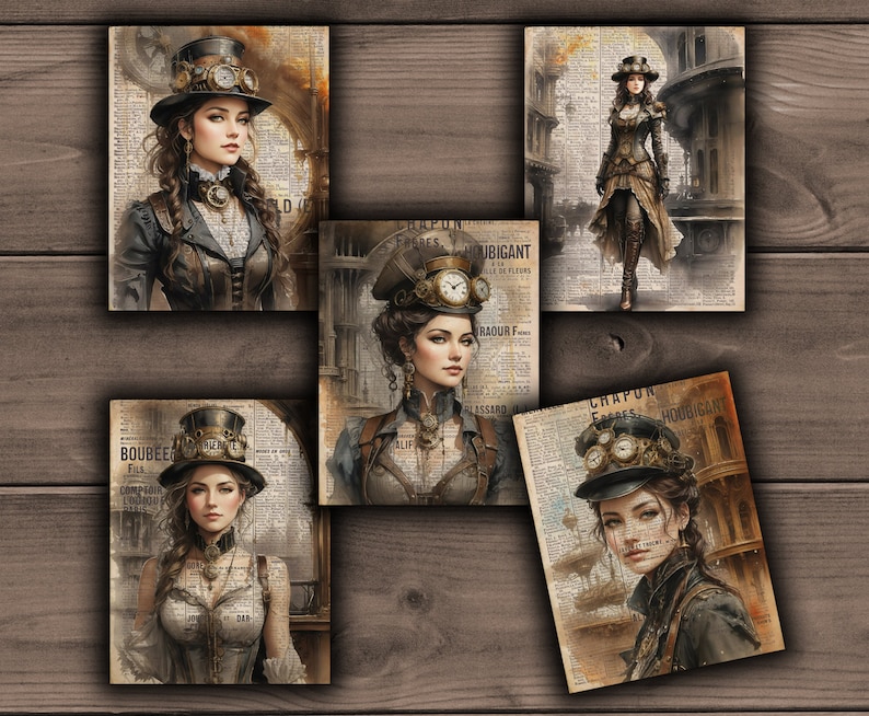 Steampunk Girl Digital Paper: Printable Victorian Images (digital ...
