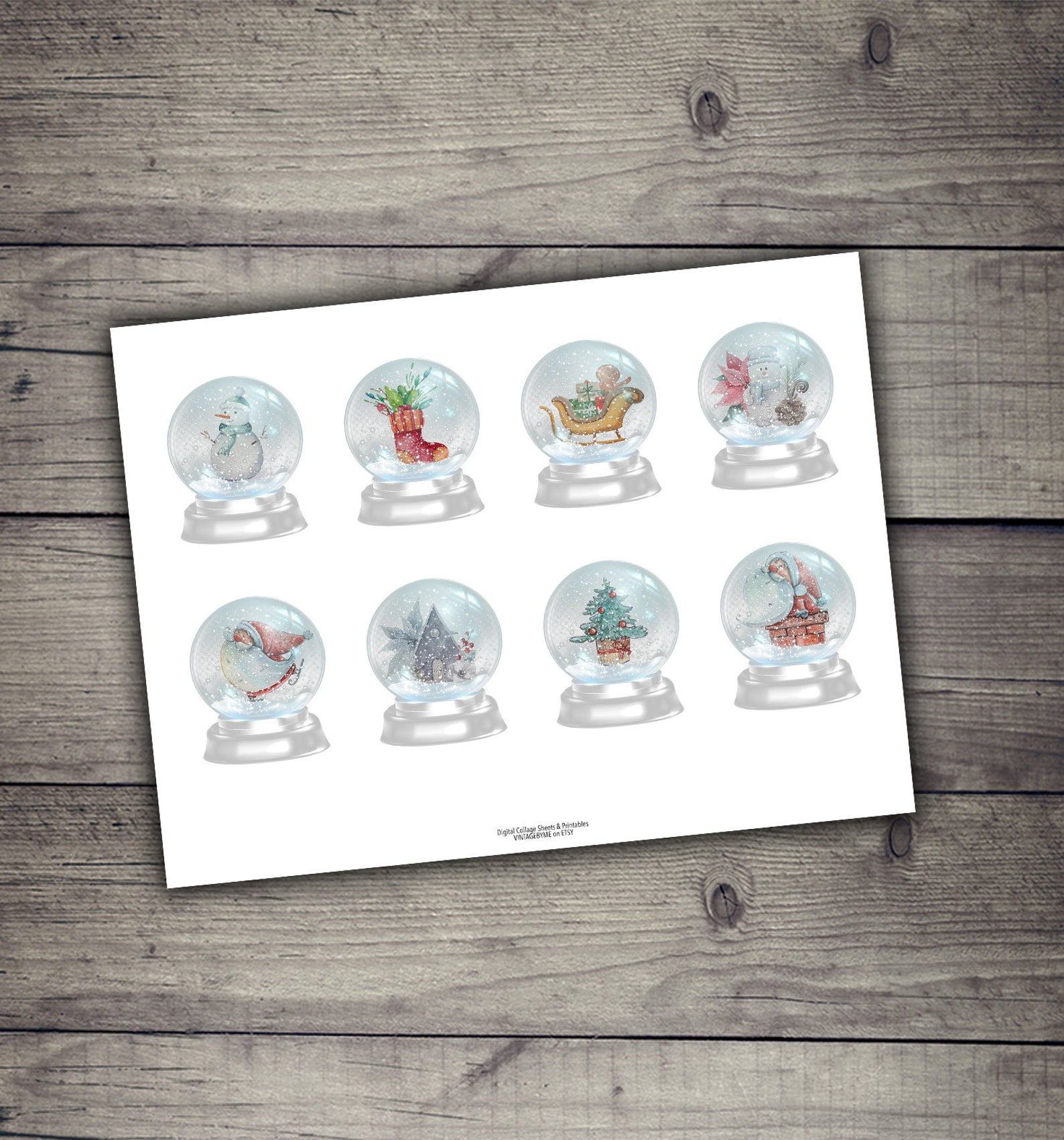 DIGITAL Christmas Snow Globes Digital Collage Sheet | Etsy