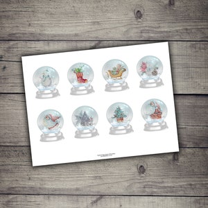 DIGITAL Christmas Snow Globes - Digital Collage Sheet Printables - Etsy