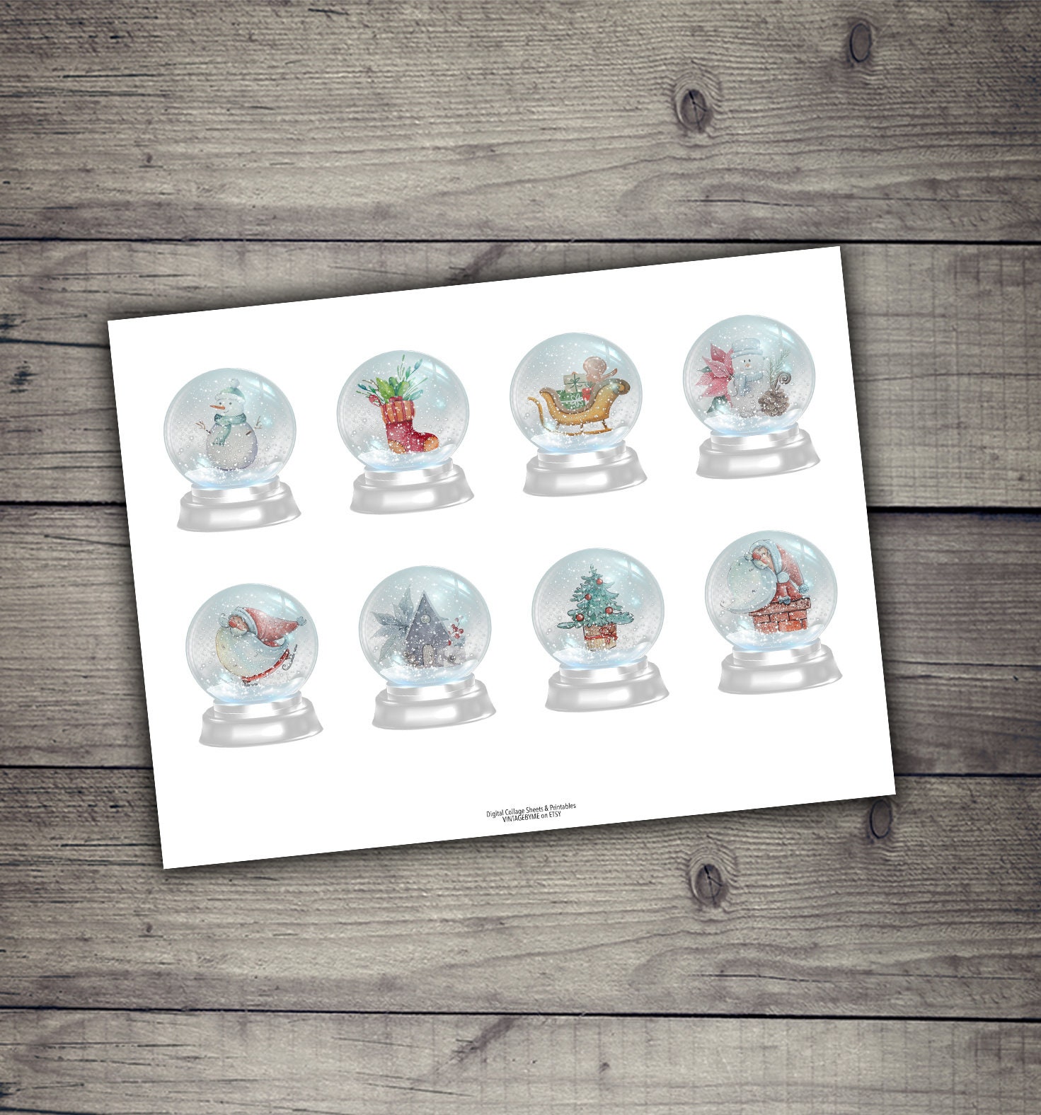 DIGITAL Christmas Snow Globes Digital Collage Sheet - Etsy