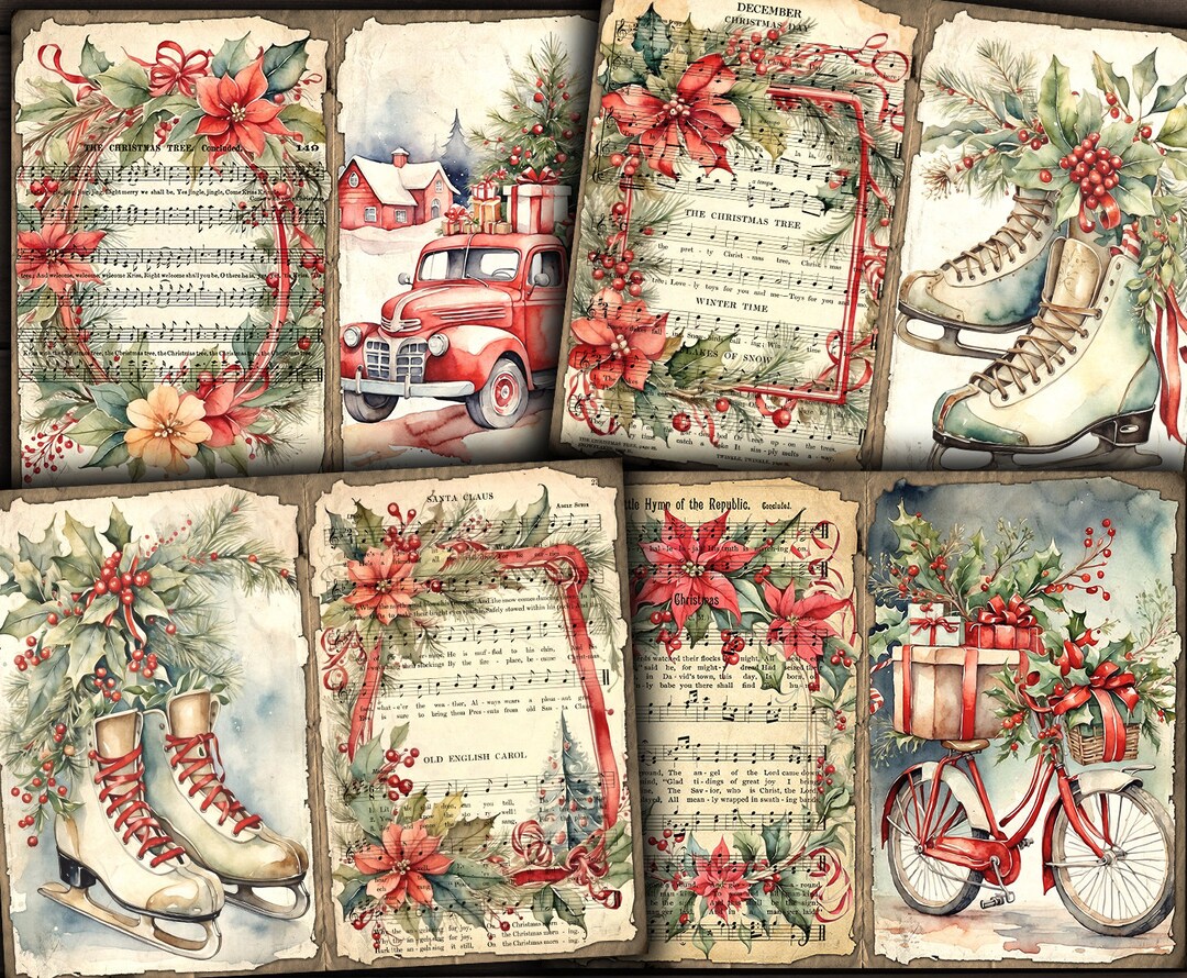 Victorian Christmas Music Sheet Ephemera: Junk Journal Printable ...