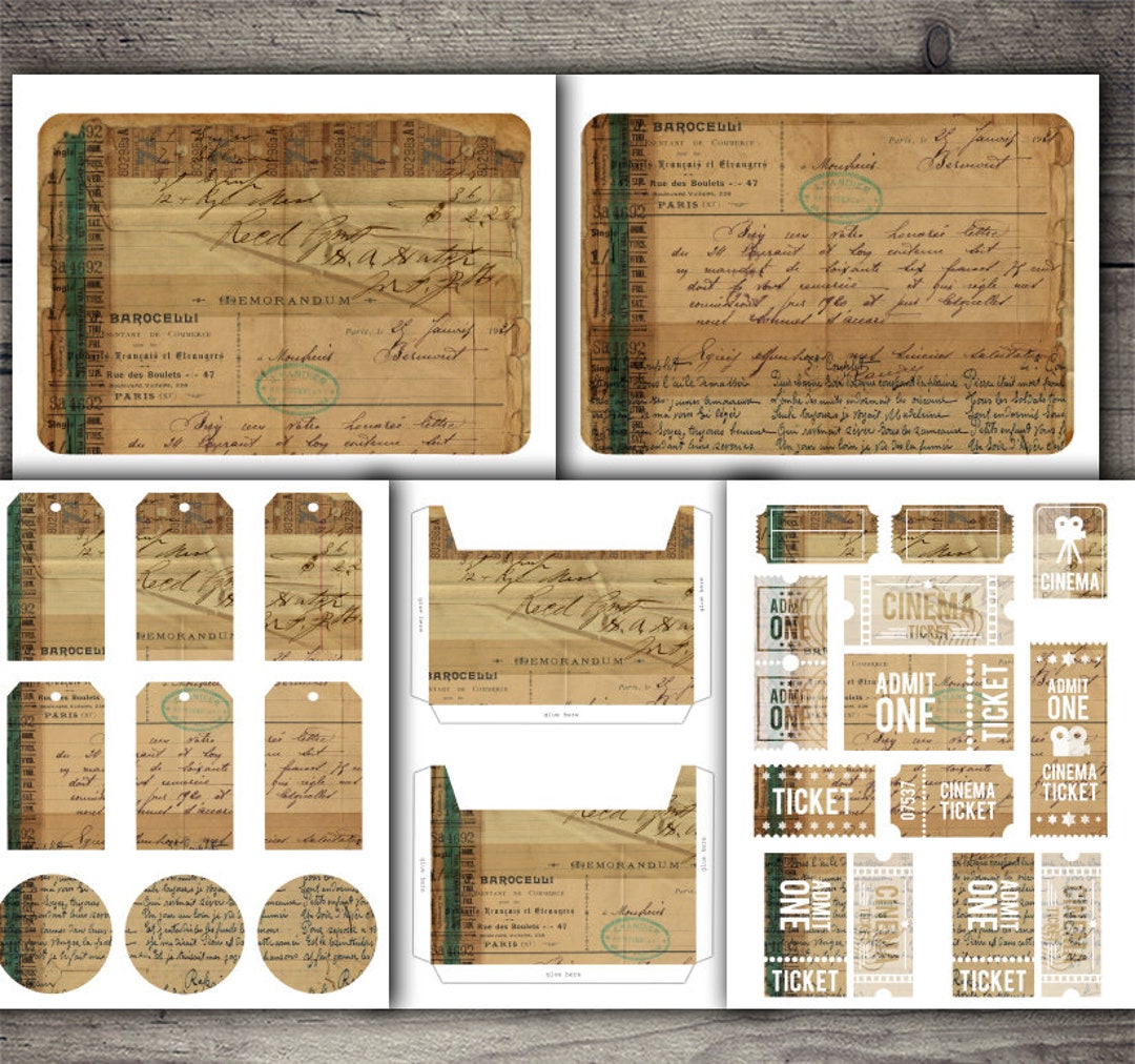 DIGITAL Vintage Ephemera Digital Junk Journal Kit - Printable Pages ...