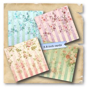 Floral Stripe Cards: Digital Collage Sheet (digital Download) - Etsy