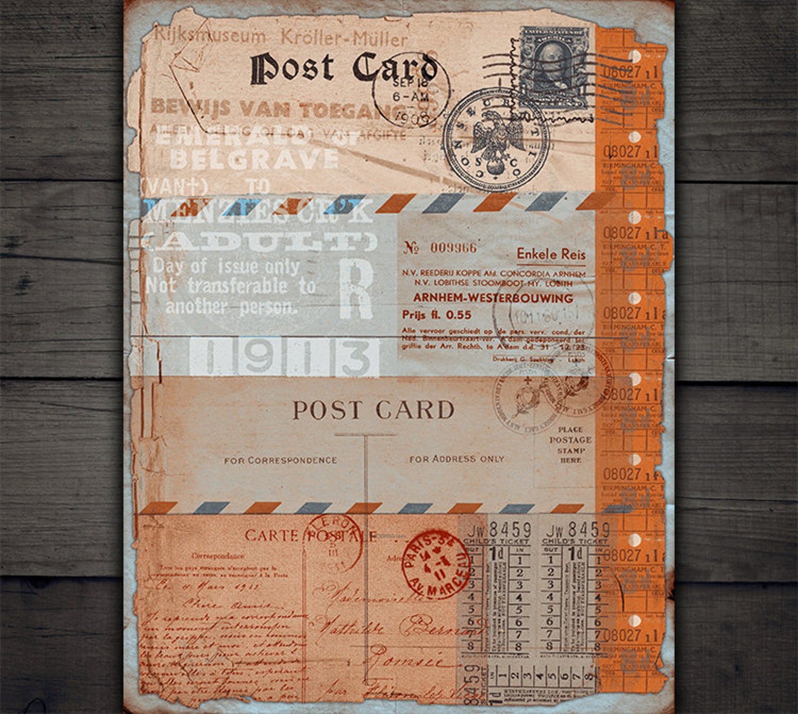 DIGITAL Vintage Grunge Postal Ephemera Digital Collage Sheet - Etsy