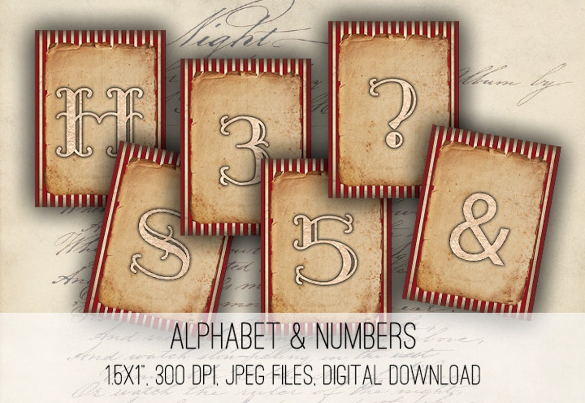 DIGITAL Digital Collage Sheet Download Alphabet and Numbers - Etsy