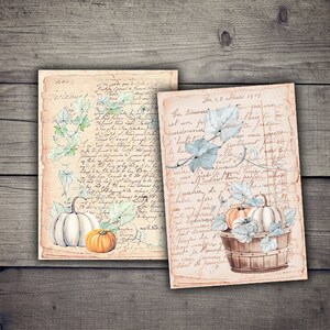 DIGITAL Fall Pumpkins Ephemera Digital Papers - Digital Collage Sheet ...