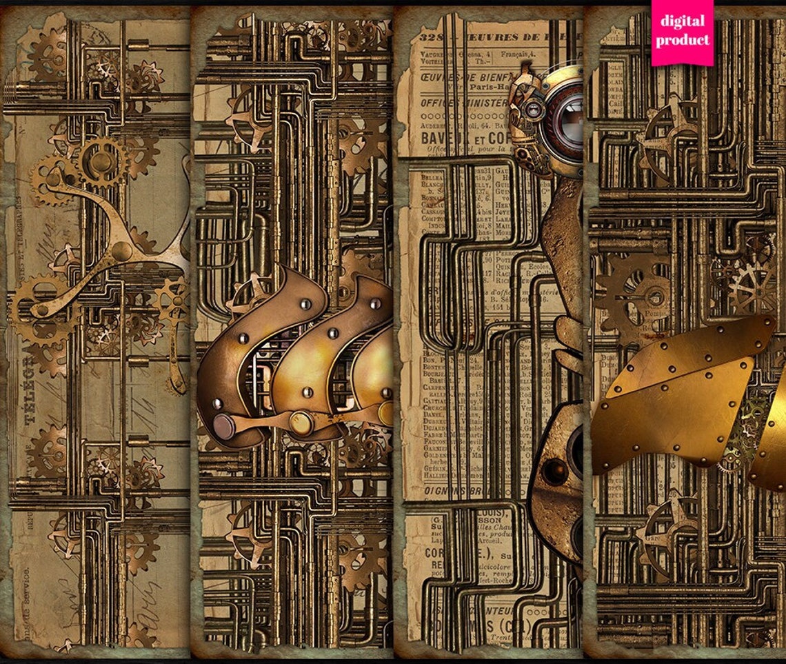 DIGITAL Steampunk Papers Printable Grunge Steampunk Images - Etsy